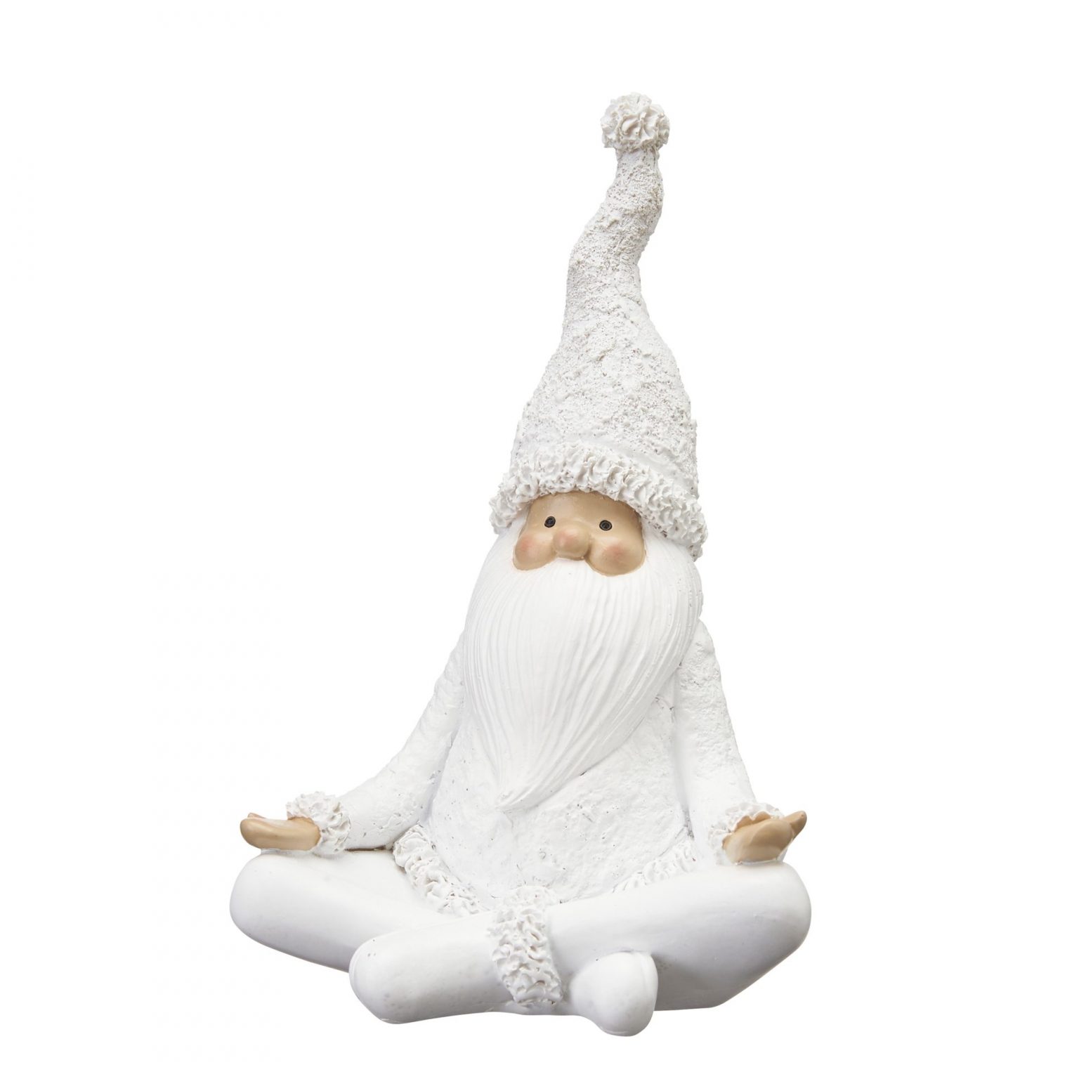 Yoga tomte vit - Sukhasana pose H 18 cm - Lilla Lager