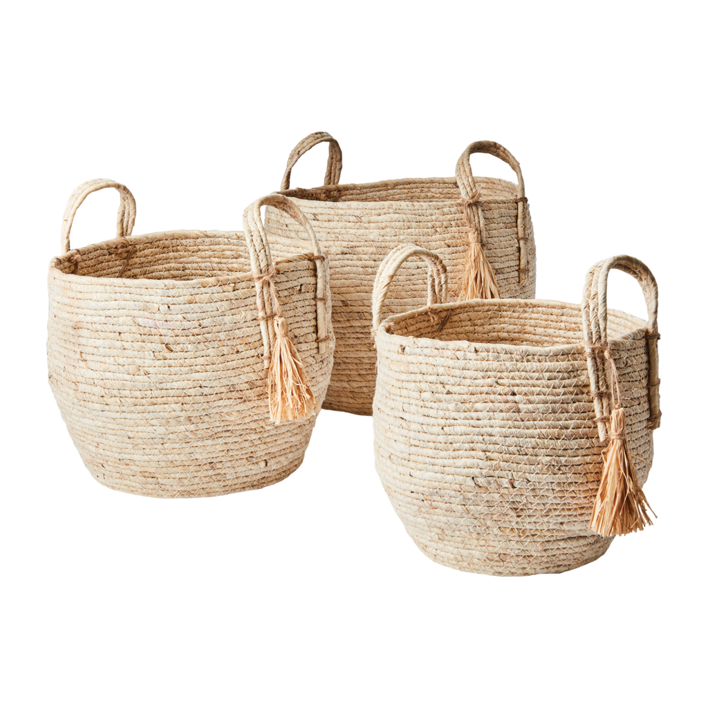 Rund korg natur 3-pack - Lilla Lager